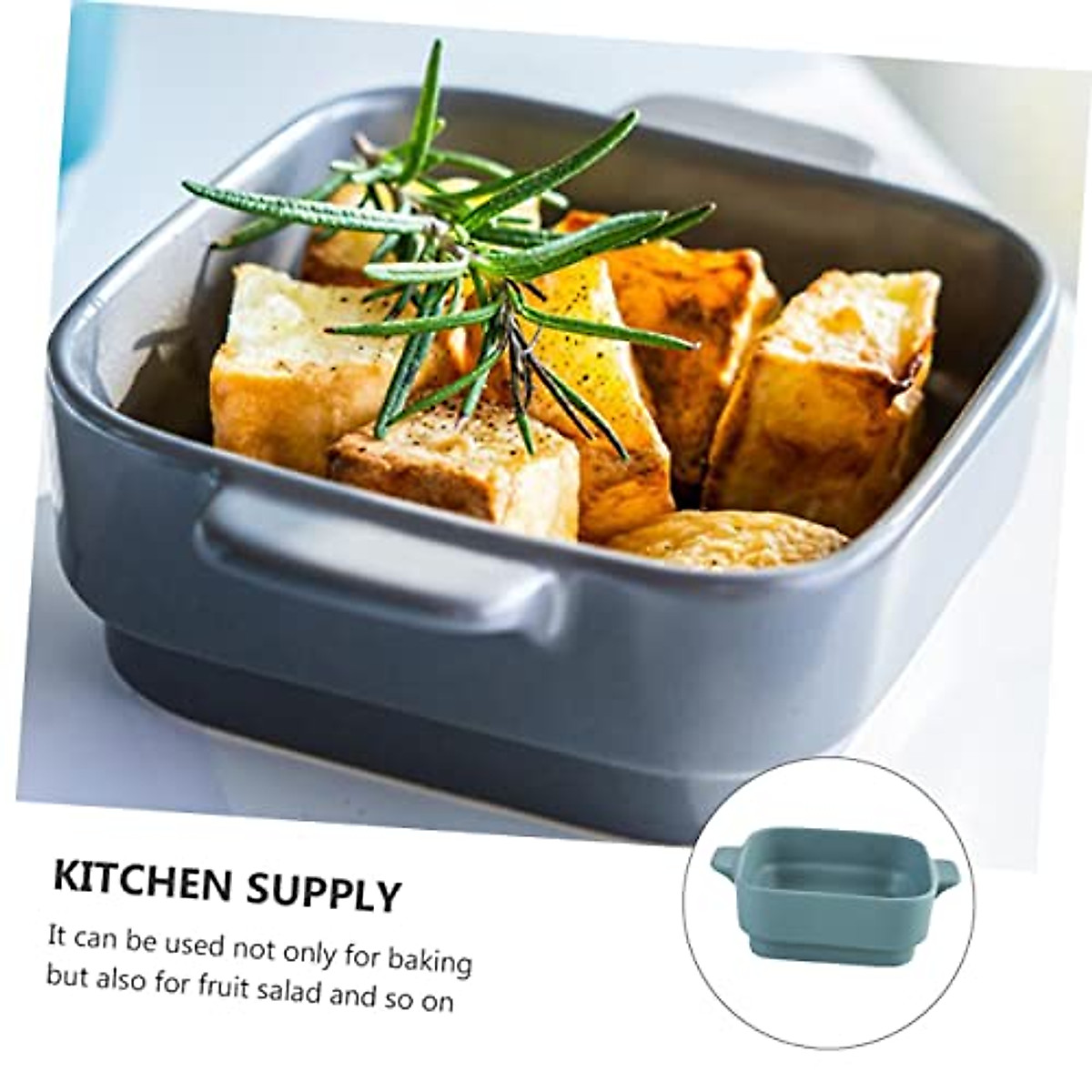 1pc Ceramic Bakeware Ceramic Bread Pan Square Cupcake Pans Ceramic Bread Loaf Pan Ceramic Cookie Sheet Porcelain Lasagna Plate Ceramic Tart Pan Rice Plate Rice Bowl Kitchen Supply/1533 (Color : Green