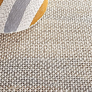 Safavieh Natura Collection 4' x 6' Natural/Light Grey NAT221A Handmade Farmhouse Coastal Boho Jute & Wool Area Rug