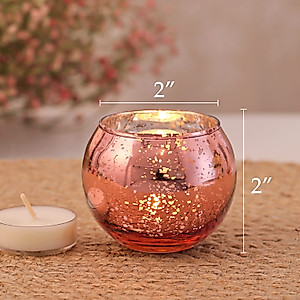 Volens 24PCS Rose Gold Votive Candle Holders for Table Centerpieces, Round Mercury Glass Candle Holders Bulk for Wedding, Bridal Shower, Birthday, Home, and Anniversary Decorations