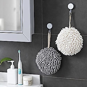 6pcs Chenille Hand Towels Soft Absorbent Microfiber Hand Drying Towels Ball Hanging Cleaning Towels Fast Drying Cloths for Kitchen Bathroom