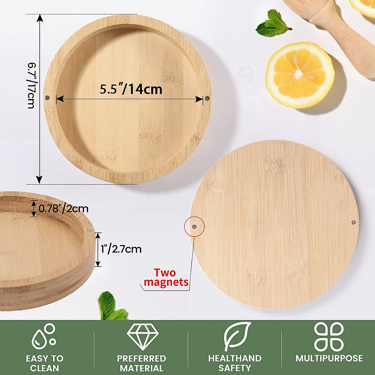 Margarita Salt Rimmer Set with Lid - Bamboo Salt Rimmer for Cocktails - Bar Party Glass Rimmering for Drinks, Cocktail Sugar Rimmer, Margarita Salt Container for Bar Salt and Sugar Rimmer Spice Box