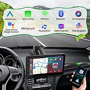 Carpuride W707 2023 Newest 7 Inch Screen Portable Wireless Apple Carplay & Android Auto, Car Radio Receiver Mp5 Player with Mirror Link, Color Light Key, Sucker Holder & Dashboard Mounted