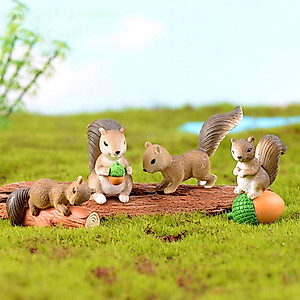 8 Pcs Squirrel Figures Animal Character Toys Cake Toppers, Squirrel Fairy Garden Miniature Figurines Collection Playset Christmas Birthday Gift Desk Decorations
