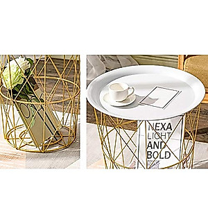 WALNUTA Iron Metal Coffee Table Dirty Storage Basket Tea Fruit Snack Serving Board Tray Golden