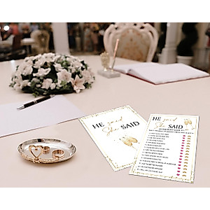 He Said She Said Bridal Shower Games, Wedding Shower and Bachelorette Party - Set of 30 Cards, Gold Champagne Bridal Wedding Activities Game Cards for Guests, Bridal Shower Party Decorations-LH1