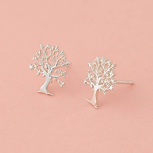 Boma Jewelry Sterling Silver Tree of Life Nature Stud Earrings