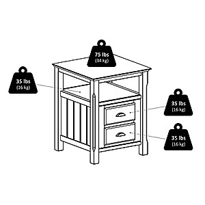 Winsome Solid Wood 2 Drawer Timber Night Stand Black Finish