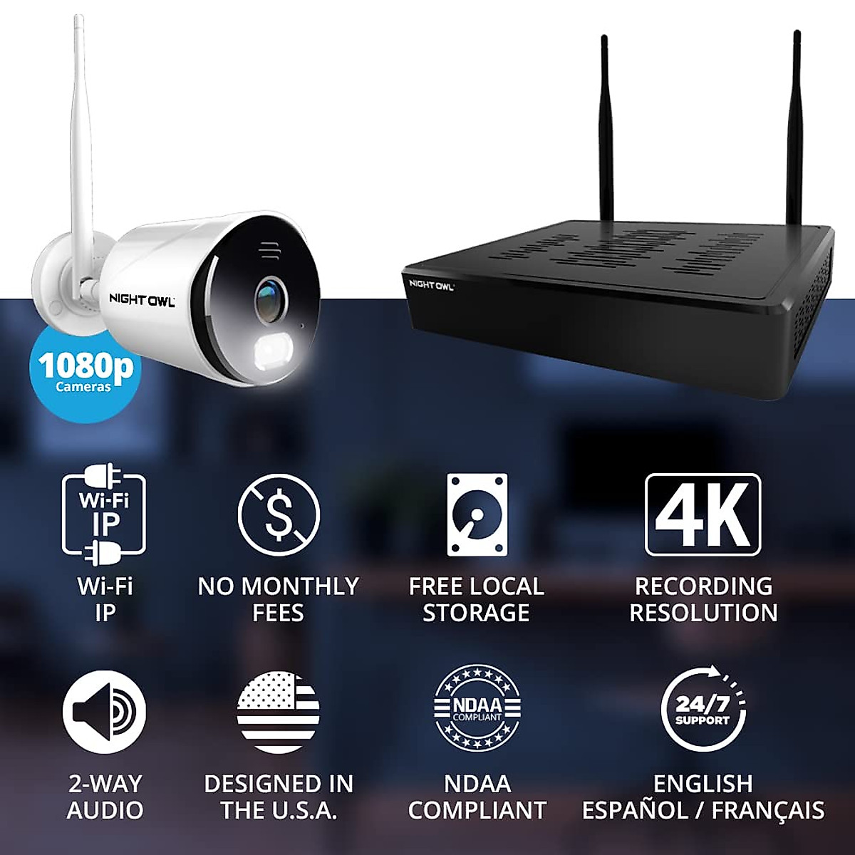 Night Owl Sp Bluetooth Video Home Security Camera System with (6) Wi-Fi IP 1080p HD Indoor/Outdoor Spotlight Cameras with 2-Way Audio and 1TB Hard Drive (Expandable up to 8 Cameras)