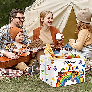 Clastyle Rainbow Baby Laundry Hamper Kid Storage Basket Boy Girl Gift Toy Box Graffiti Handprints Large Clothes Organizer Nursery Bin for Bedroom, (Colorful 36L)