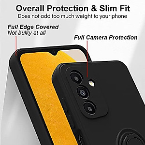 ZIYE Samsung A13 5G Phone Case with Ring Stand Holder Clip Kickstand, Skin-Friendly Touch Silicone Case with 360°Rotatable Ring Kickstand Shockproof Fall-Proof Military Drop Protection Cover Black