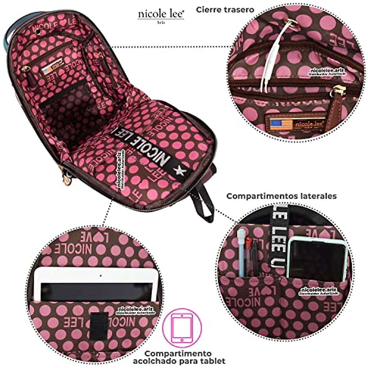 Nicole Lee Sling Backpack with USB Charging and Earphone Ports, Top Handle Travel School Crossbody Bag, Adjustable Strap (Success in New York)