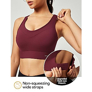 Ewedoos High Impact Sports Bras for Women High Support Push up Sports Bra Racerback Sports Bras Workout Bra Running Bra Maroon