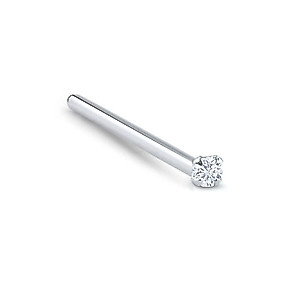 925 Sterling Silver Straight Nose Stud Ring Tiny Small 1mm Clear 22G