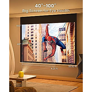 Portable Projector, ETOE Mini Projector 2023 Upgraded Video Projector with 8000L and 1080P, Movie Projector Compatible with Android/iOS/Windows/TV Stick/HDMI/USB for Home Theater - D1