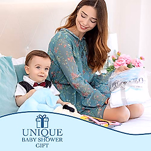 MeBlanky Baby Milestone Blanket-3X Fluffier Newborn Monthly Milestone Blanket-2in1-Swaddle ?n? Photo - 47?x47? Super Soft Fleece First Year Baby Blanket-Blue Photo Blanket for Baby Boys or Girls