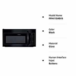 Frigidaire FFMV1846VB 30" Black Over the Range Microwave with 1.8 cu. ft. Capacity, in Black
