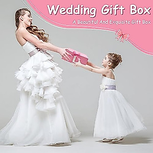 12Sets Gift Boxes with Lids,10x8x4inch Large White Paper Present Box,Bridesmaid Proposal Box with Ribbon Thank You Card,for Wedding Anniversaries Birthdays Baby Shower Christmas Thanksgiving (Pink)