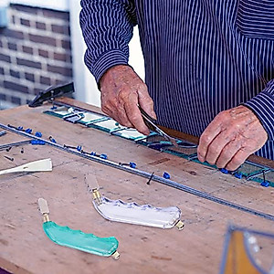 6PCS Pistol Oil Glass Cutter Oil Feed Glass Cutter with Extra 2-6mm Replaceable Head and Oil Reservoir Stained Glass Cutting Tools for Mirrors Window Glass Panes Ceramic Tile, Blue and White