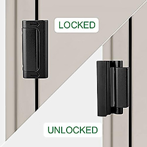 Home Security Door Lock Reinforcement - Child Proof Door Locks for Front Door Kids Safety with 3" Stop Withstand 800 lbs for Inward Swinging Inside Doors Flip Lock Deadbolt Latch Guard Patio Apartment