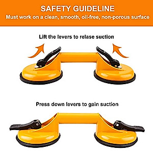 Floor Gap Fixer Tool for Laminate Floor Gap Repair Include Premium Quality Heavy Duty Aluminum Suction Cup and Fiberglass Handle Rubber Mallet (Yellow) - Can't Use on Scraped Surface Floor