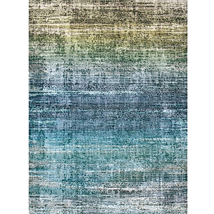 Kokia Abstract Area Rug Living Room 5x7 Colorful Washable Large Rug Bedroom Living Room Under Dining Table Soft Non Slip Stain Resistant Blue Carpet Room Decor, Oslo Teal