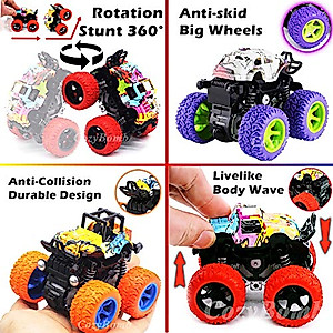 CozyBomB™ Monster Trucks Toys for Boys - Friction Powered 3-Pack Mini Push and Go Car Truck Playset Inertia Vehicle for Boys Girls Toddler Aged 3 4 5 Year Old Gifts for Kids Birthday Easter Christmas