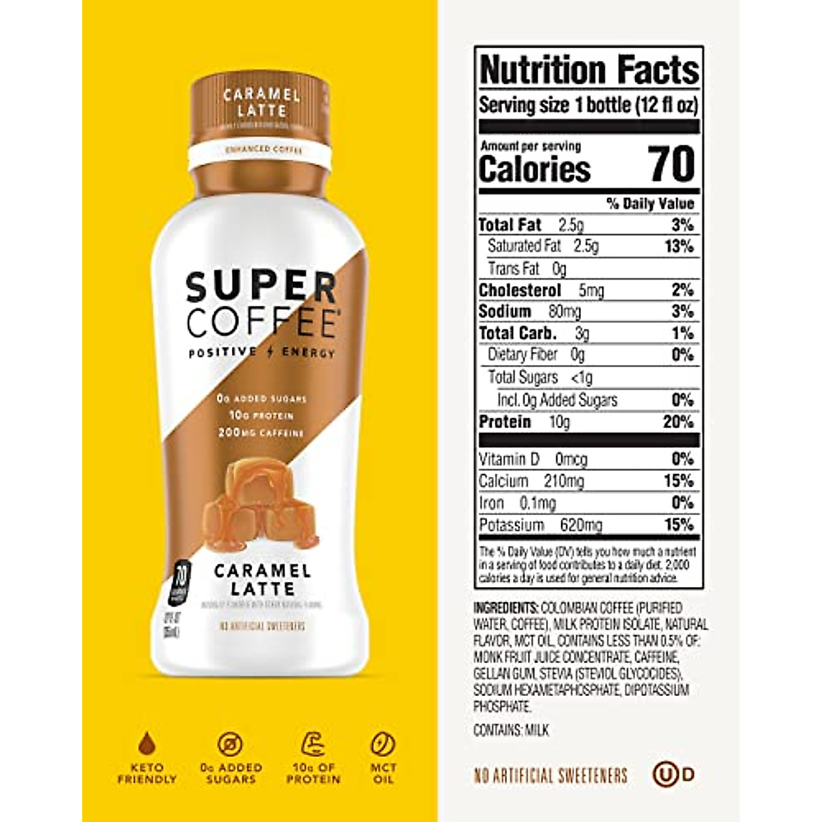 KITU SUPER COFFEE, Iced Keto Coffee (0g Added Sugar, 10g Protein, 70 Calories) [Caramel] 12 Fl Oz, 12 Pack | Iced Coffee, Protein Coffee, Coffee Drinks, Smart Coffee - SoyFree GlutenFree