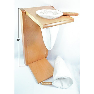 Ticoland Chorreador,Costa Rica Handmade Foldable Wooden Stand Coffee Maker,Included:1 Large+1 Medium Reusable Cloth Filters (Colador,Bolsa),Model:El Plegable-200,Color:Natural Wood