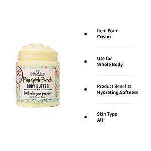 Bella & Bear Pineapple Body Butter, Hydrating Formula - Vegan Travel Size, 3.4oz' (3.4 oz)