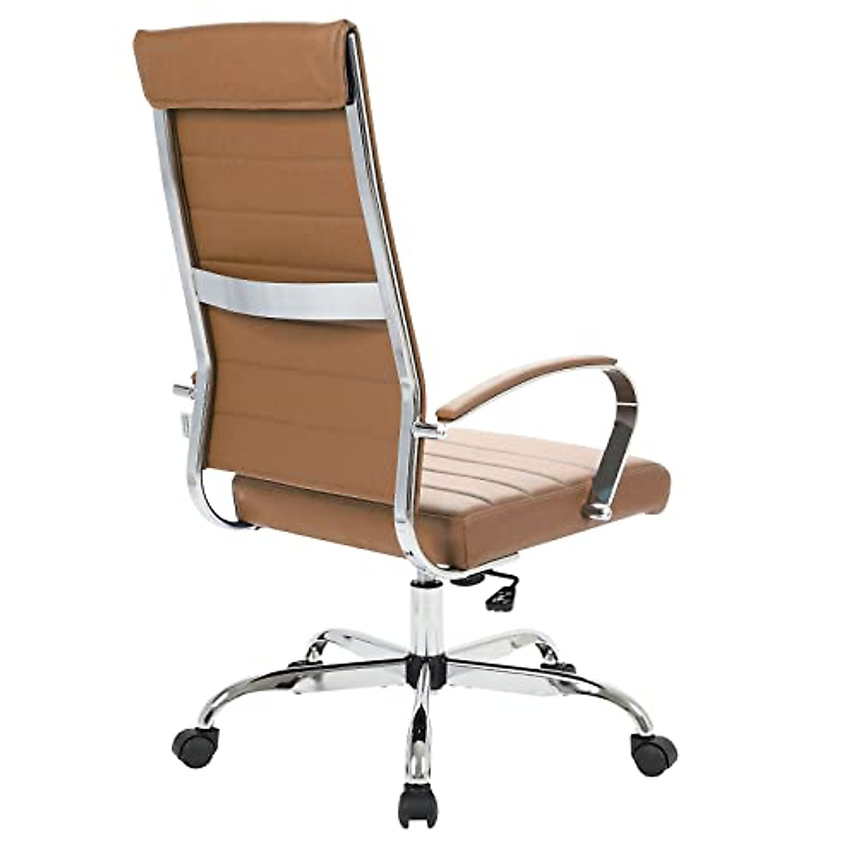 LeisureMod Benmar Modern High-Back Adjustable Swivel Leather Office Chair, Brown