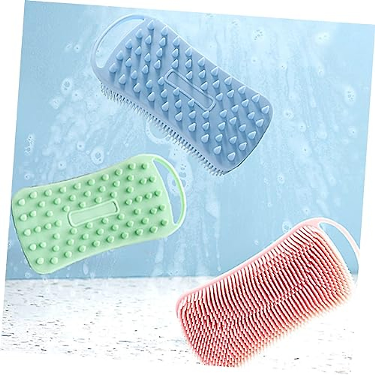 FRCOLOR 3pcs Shampoo Bath Brush Bath exfoliating Brush Bath Body Brush Bath Scrubber Silicone Shower Brush Dual-Sided Bath Body Cleaning Brush Bath Cleaning Brushes Silicone Cleaning Brush