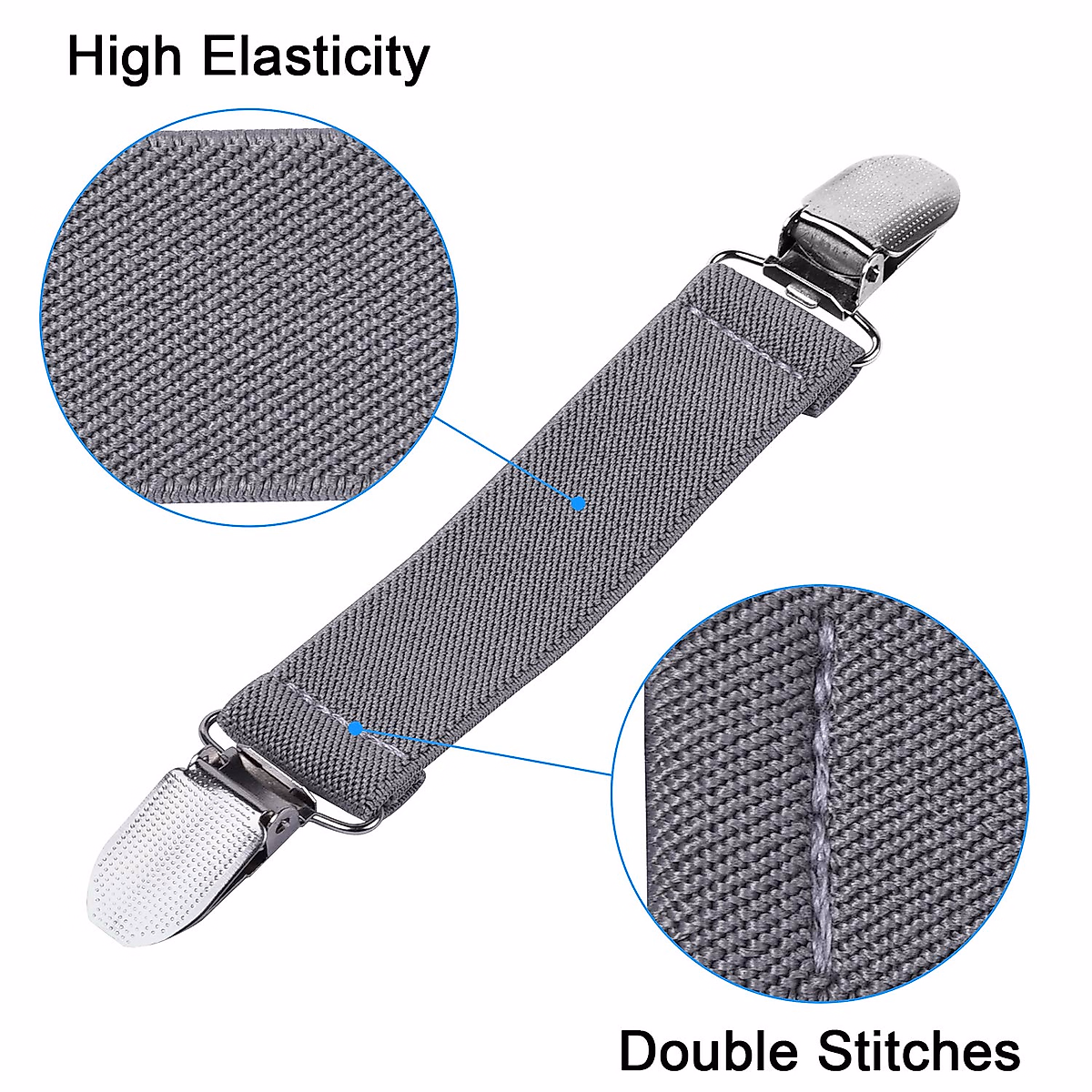 Wisdompro Mitten Clips, 4 Pieces Glove Clips with Elastic Strap for Toddlers, Kids, Adults - Gray and Pink