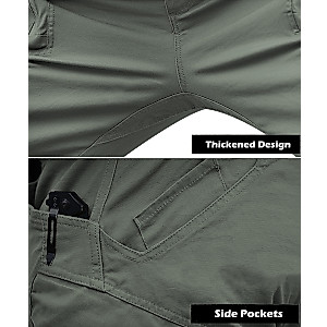 Susclude Men's Tactical Pants Stretch, 9 Pockets Rip Stop Lightweight Cargo Work Military Trousers Outdoor Hiking Plus Size Pants Gray Green 38Wx32L