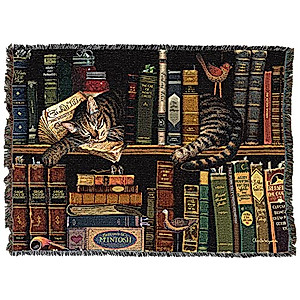 Pure Country Weavers Max in The Stacks Blanket by Charles Wysocki - Gift for Cat Lovers - Tapestry Throw Woven from Cotton - Made in The USA (72x54)
