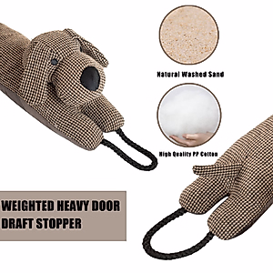 Marwood Under Door Draft Stopper Decorative Wind Stopper 36 inch for Door & Window, Weighted Animal Air Draft Stopper Snake Noise Blocker for Bottom of Door with Hanging Loops - Brown Dog