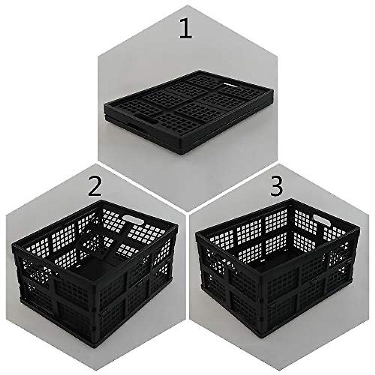 Utiao 34 Quart Collapsible Storage Bins, Folding Crate, Milk Crate, 3 Packs