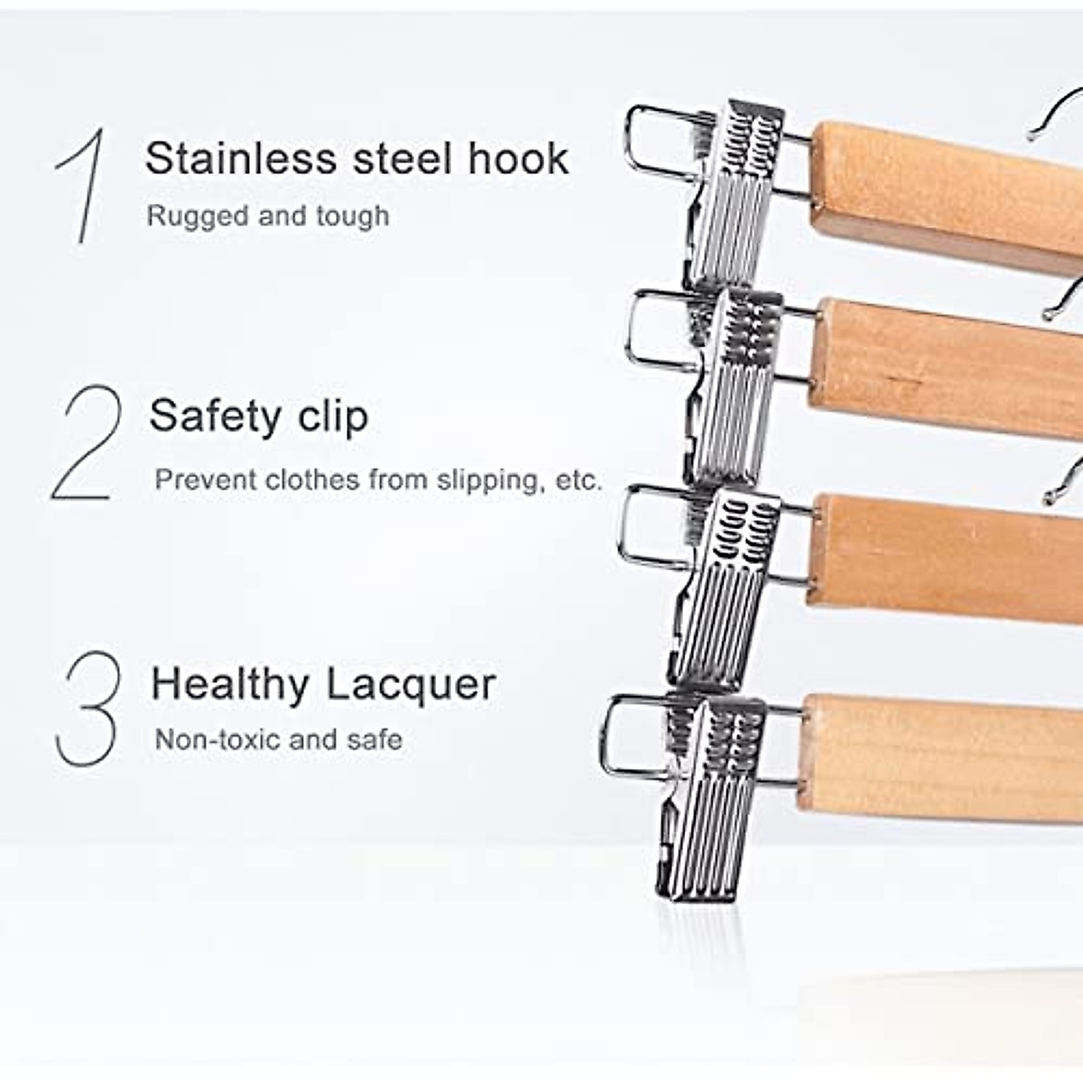 Wooden Pant Hanger with 2 Adjustable Anti-Rust Clips Skirt Hanger for Jeans Trousers Bottom Hanger 1 pcs-Wood