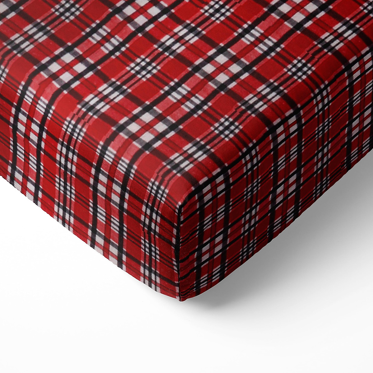 Bacati - Boys Red Plaids/Stripes Crib Sheet