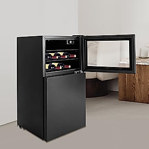 RibasuBB Wine Cooler Refrigerator, 30 Bottles Dual Zones Wine Fridge, Wine Fefrigerator for Red, White, Champagne & Sparkling Wine for Home Office Bar