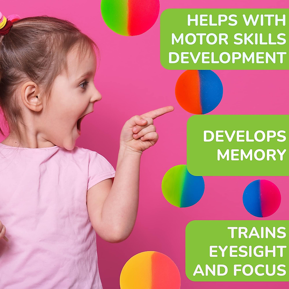 Bouncy Balls for Kids Bulk - Rubber Balls for Kids - Bounce Balls - Large Bouncy Ball 45 mm - Super Ball Vending Machine Toys - Bouncing Balls Party Favors - Classroom Prizes