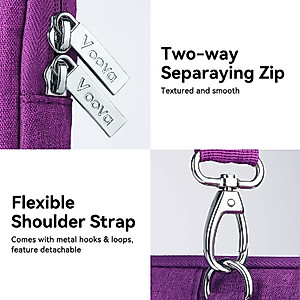 Voova 17 17.3 Inch Laptop Sleeve Case, Slim Women Men Shoulder Hand Bag Compatible with Razer Blade Pro 17, Lenovo Dell Asus Acer HP Notebook Messenger Briefcase with Strap, Waterproof, Purple