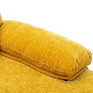 Pvillez Modern Sectional Sofa with Double Chaise Large Convertible Couches Chenille U-Shape Couch with Rolled Arms and Golden Legs Oversize Yellow Sofa for Living Room Comfortable Modular Sofa