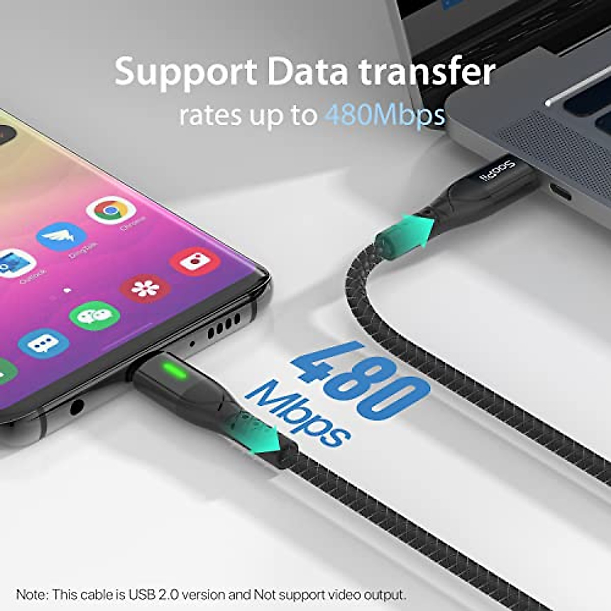 SOOPII USB C to USB C Cable 60W, 2Pack 6.6FT Type C Cable with Smart LED Indicator,Nylon Braided Fast Charging C Charger Cord for lPad Air/lPad Pro, MacBook Pro, Samsung Galaxy S21/S10/S9/Plus …