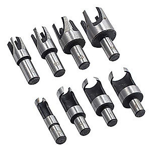 Bestgle 8Pcs Wood Plug Cutter Carbon Steel Straight and Taper Claw Drill Bit Set Woodworking Hole Saw Cutting Tool 5/8" 1/2" 3/8" 1/4"