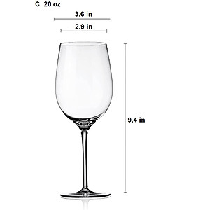 KING CRYSTAL Set of 4 wine glasses | Italian Style | Premium Crystal Clear Glass | Long Stem Wine Glasses | For Tasting, Wedding, Anniversary or Christmas