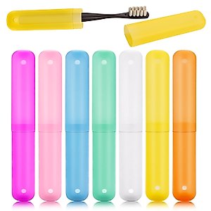 Oomcu Toothbrush Case Holder, Pack of 7, Multicolor Plastic, Portable Toothbrush Storage for Home and Outdoor