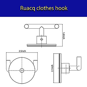 Ruacq Adhesive Double Towel Hook Chrome Round Base Bathroom Robe Towel Holder Hand Towel Hanger Stainless Steel and Zinc Alloy Modern Wall Mounted or Self-Adhesive