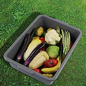 Parlynies 4-Pack 24 L Large Plastic Bus Box, Commercial Bus Tubs, Gray