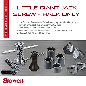 Starrett 190A Little Giant Jack Screw Stand, Low Profile Mount, Stabilizer - Jack Only Without Attachments - 2-1/4-3-3/8 Inch (57-85mm) Range, 1-1/4 Inch (32mm) Base Diameter