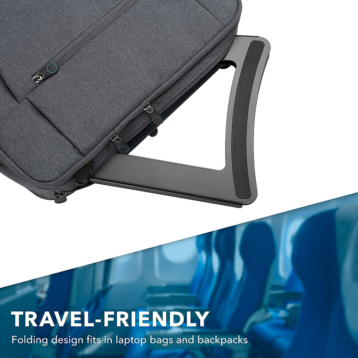 Laptop Stand for Desk Adjustable Height - Black Solid Steel Laptop Riser | 5 Adjustable Heights | Properly Positions Head, Neck, Back and Wrists to Reduce Aches while Working | No Assembly Required